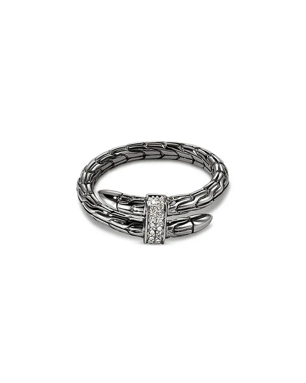 John Hardy Rhodium-plated Spear Diamond Ring - Black