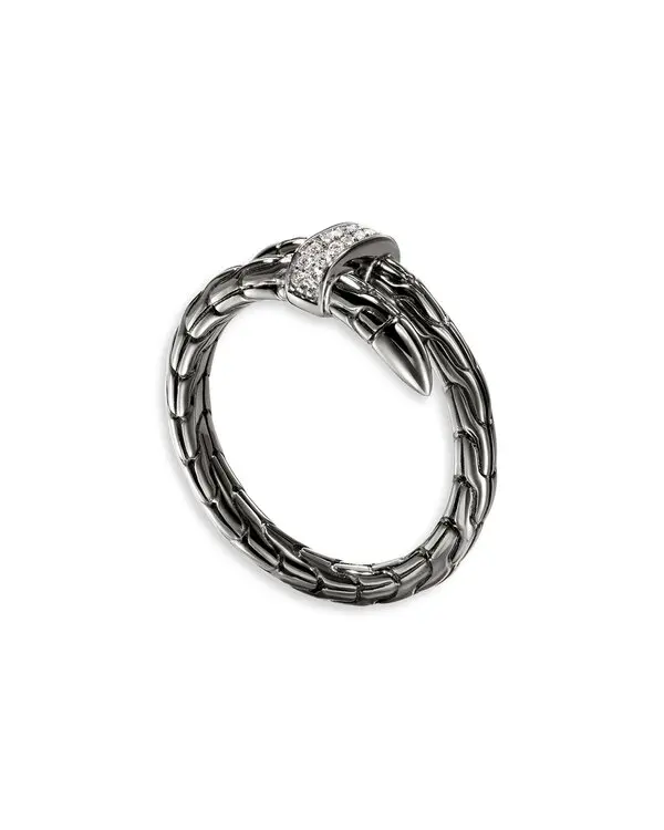 John Hardy Dark Sterling Spear Diamond Wrap Ring - Silver