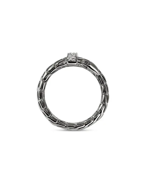 John Hardy Dark Sterling Spear Diamond Wrap Ring - Silver