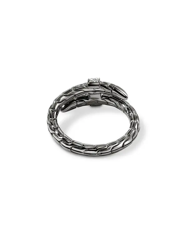 John Hardy Dark Sterling Spear Diamond Wrap Ring - Silver