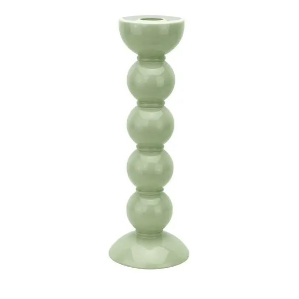 ADDISON ROSS Lacquered Bobbin-shaped Candlestick, Tall - Sage
