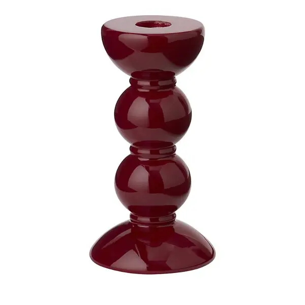 ADDISON ROSS Lacquered Bobbin-shaped Candlestick, Medium - Cherry