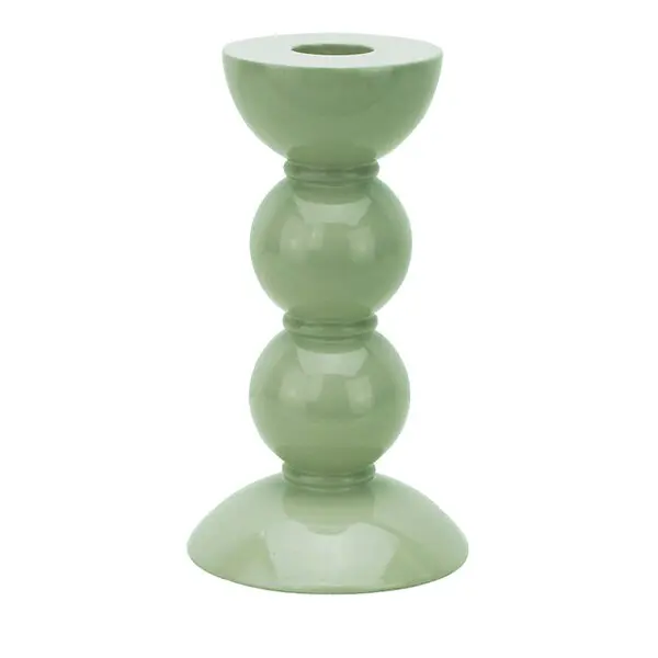 ADDISON ROSS Lacquered Bobbin-shaped Candlestick, Medium - Sage