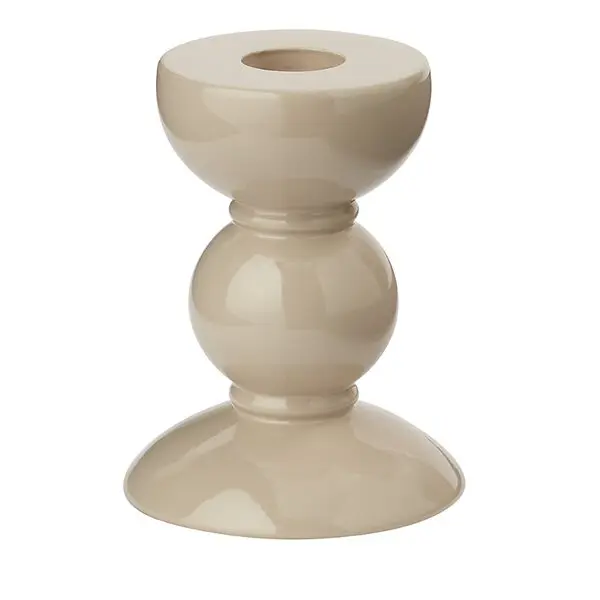 ADDISON ROSS Lacquered Bobbin-shaped Candlestick, Small - Cappuccino