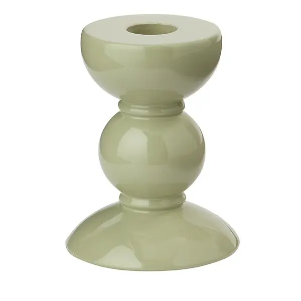 ADDISON ROSS Lacquered Bobbin-shaped Candlestick, Small - Sage