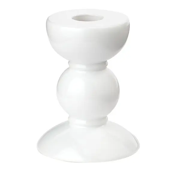 ADDISON ROSS Lacquered Bobbin-shaped Candlestick, Small - White