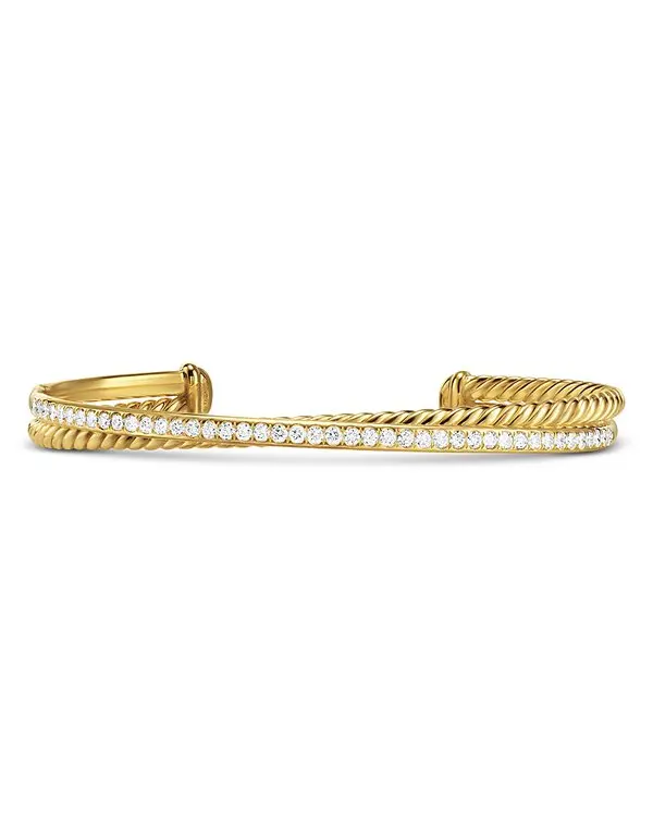 David Yurman Crossover Bracelet With Diamonds - Gold