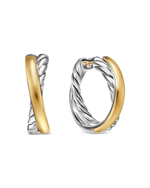David Yurman Crossover Hoop Earrings - Gold/silver