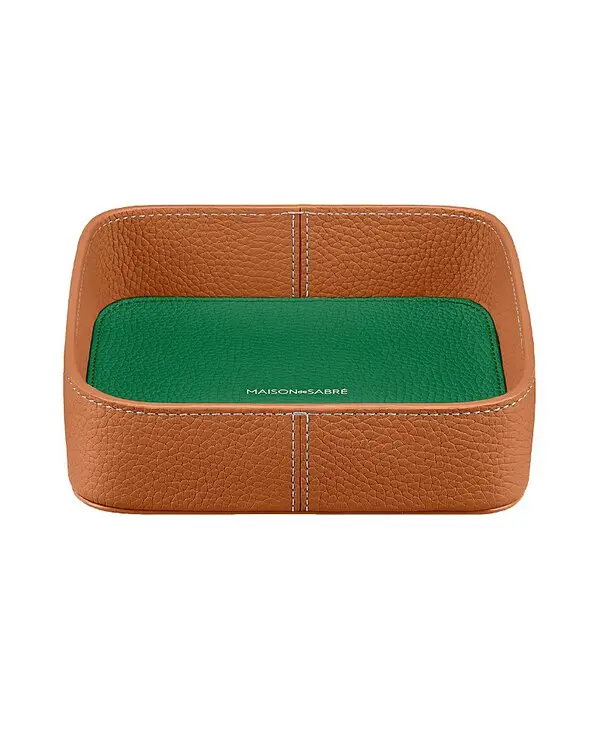 MAISON DE SABRE Leather Catchall Tray - Pecan Emerald