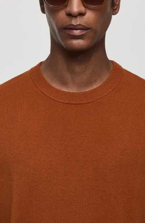 Mango X Antoine Griezmann Solid Crewneck Sweater T-shirt - Burnt Orange