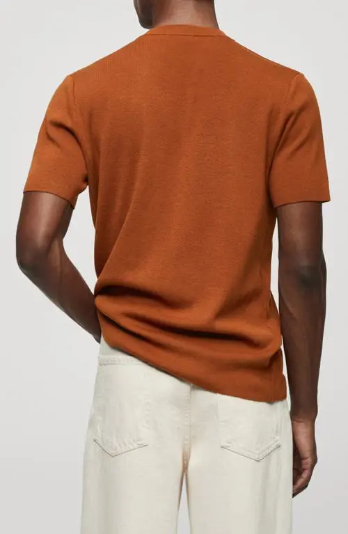 Mango X Antoine Griezmann Solid Crewneck Sweater T-shirt - Burnt Orange
