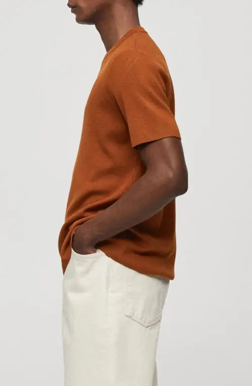 Mango X Antoine Griezmann Solid Crewneck Sweater T-shirt - Burnt Orange