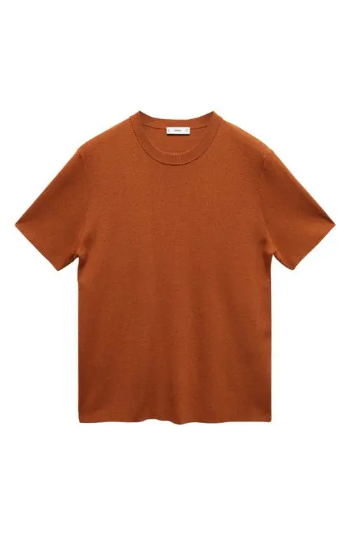 Mango X Antoine Griezmann Solid Crewneck Sweater T-shirt - Burnt Orange