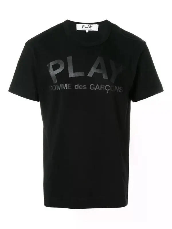 Play Comme Des Garcon Logo Print Cotton T-shirt - Black
