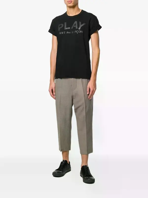 Play Comme Des Garcon Logo Print Cotton T-shirt - Black