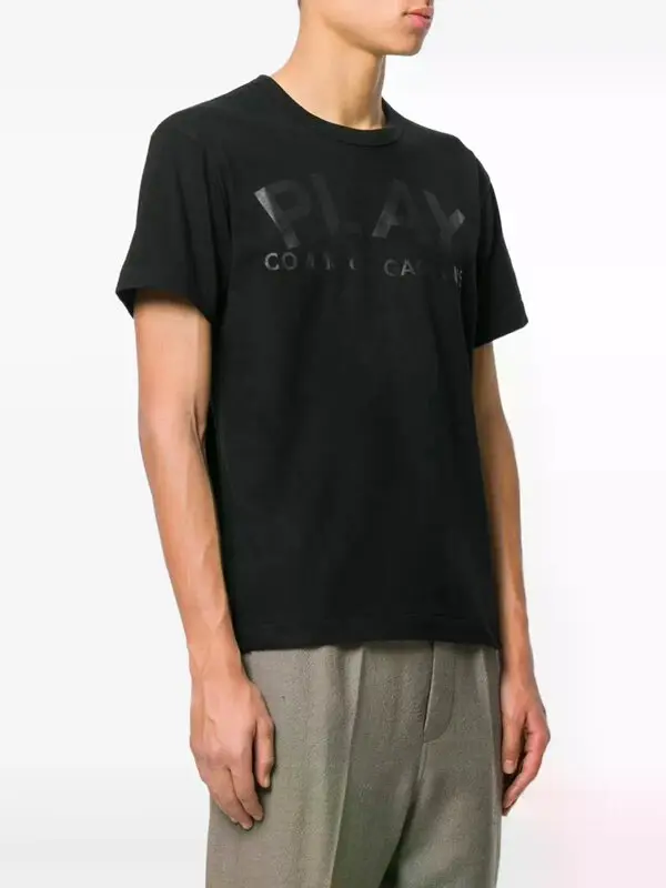 Play Comme Des Garcon Logo Print Cotton T-shirt - Black