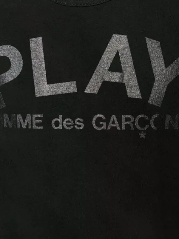 Play Comme Des Garcon Logo Print Cotton T-shirt - Black