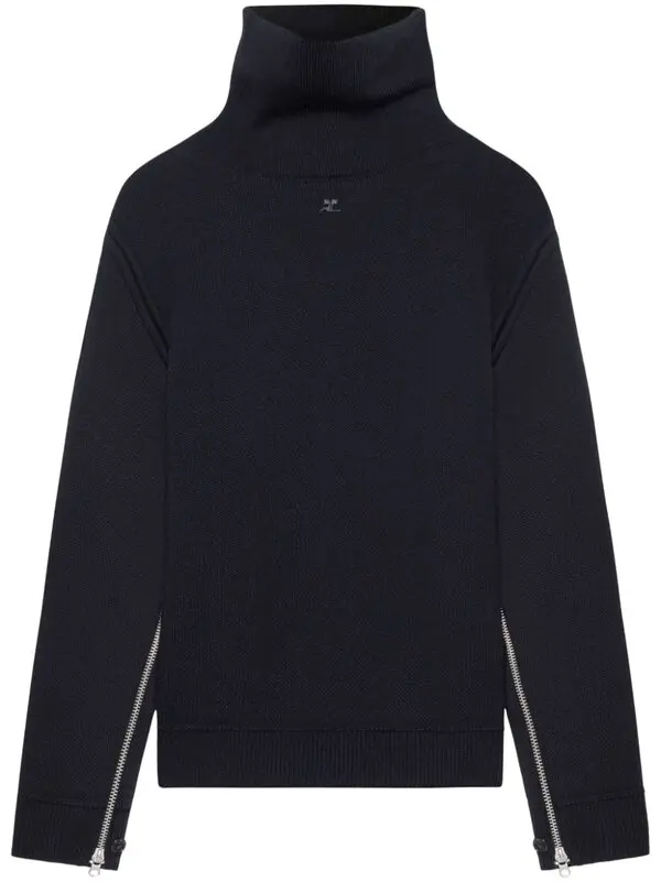 COURREGES Oversized Mock-neck Sweater - Black