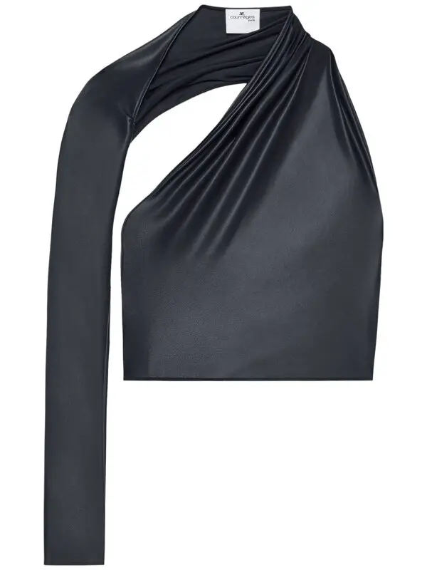 COURREGES Single-sleeve Cropped Top - Black