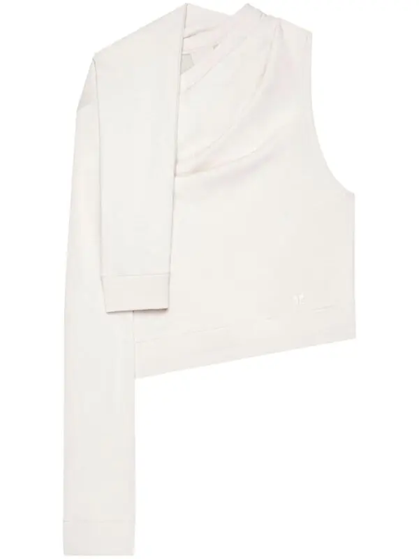 COURREGES Asymmetric Off-shoulder Sweatshirt - Neutrals
