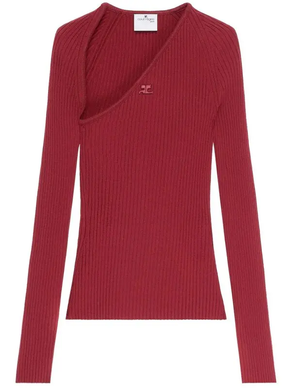 COURREGES Slash Ribbed Knit Top