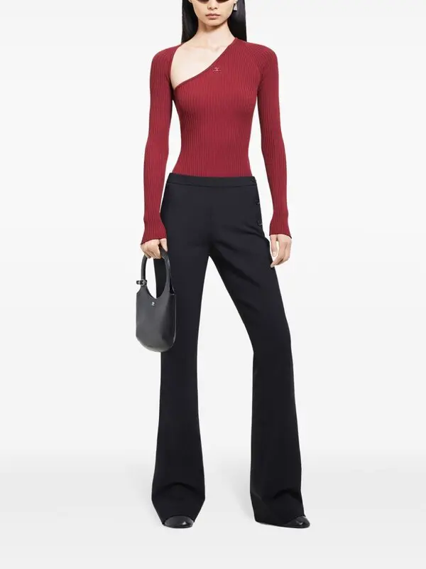 COURREGES Slash Ribbed Knit Top