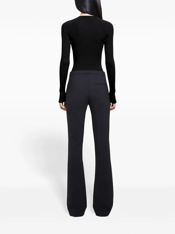 COURREGES Slash Ribbed-knit Top - Black