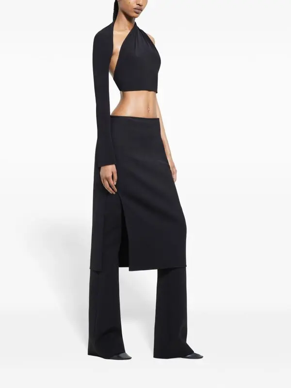 COURREGES Oblique Tailored Midi Skirt - Black