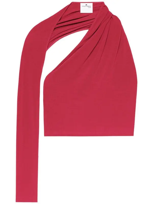 COURREGES Slash Asymmetric Cropped Top - Red