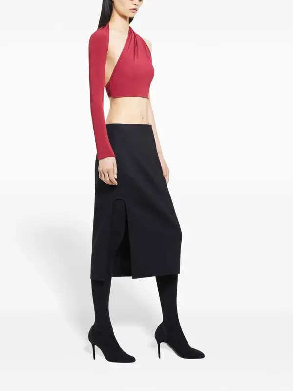 COURREGES Slash Asymmetric Cropped Top - Red