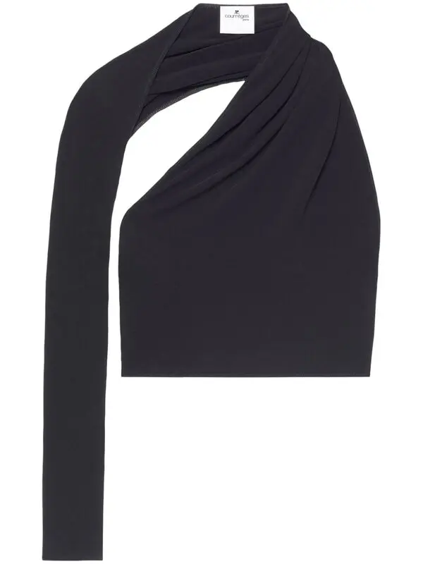 COURREGES Slash Asymmetric Cropped Top - Black