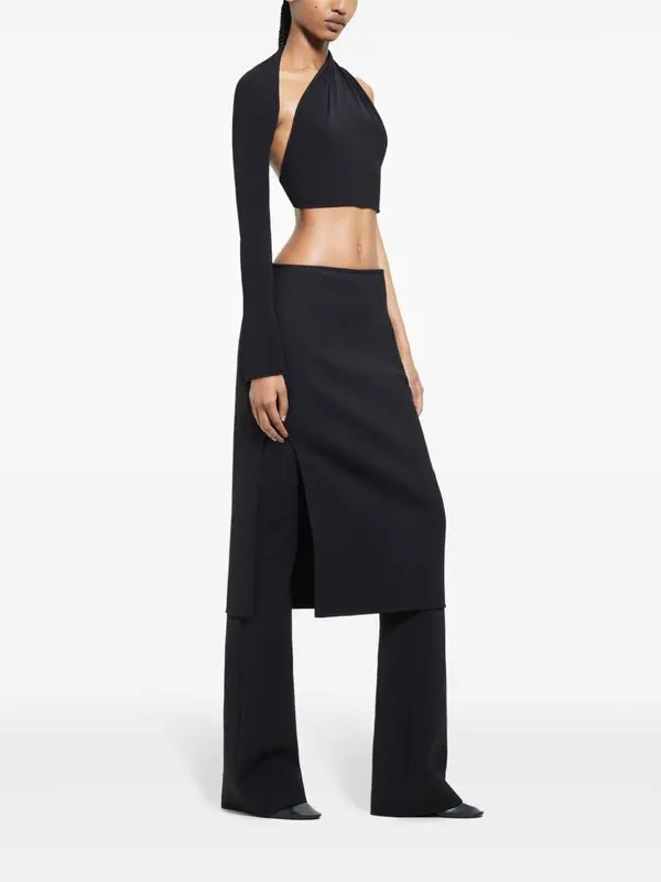 COURREGES Slash Asymmetric Cropped Top - Black