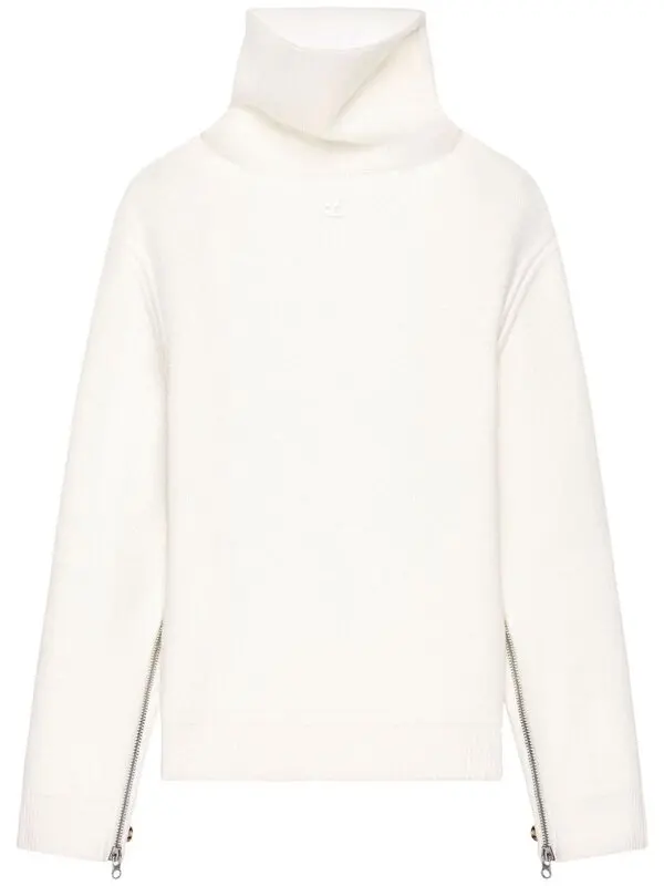 COURREGES Oversized Mock-neck Sweater - Neutrals