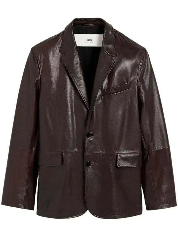 Ami Single-breasted Leather Blazer