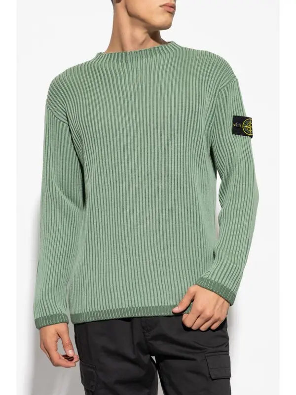 Stone Island Ribbed Virgin Wool Jumper