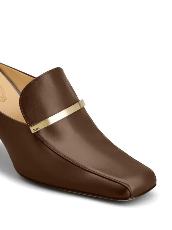 TOD'S Logo-plaque Leather Mules - Brown