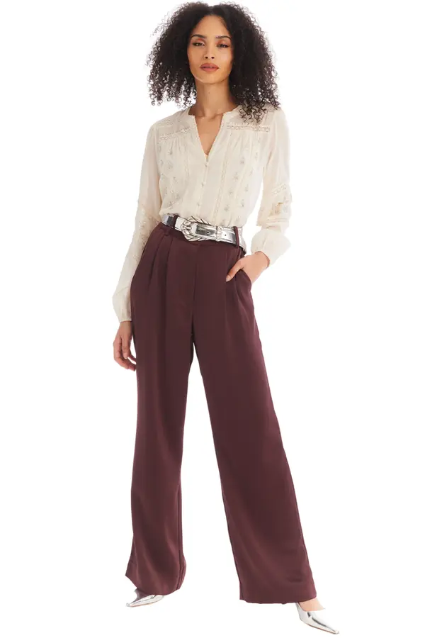 ALLISON NEW YORK Joan Satin Pants - Brown