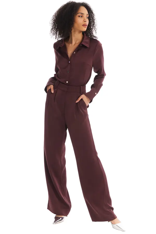 ALLISON NEW YORK Joan Satin Pants - Brown