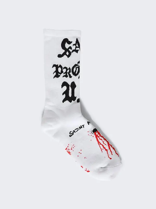 SAINT MXXXXXX S N T Socks - White | Editorialist