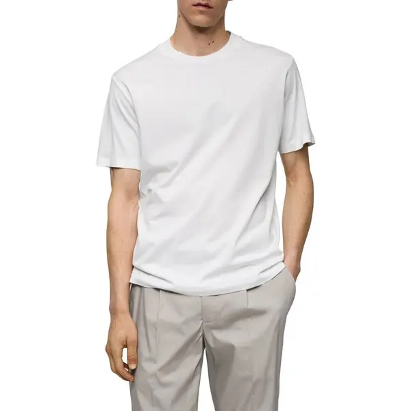 Mango Slim Fit Cotton T-shirt - White