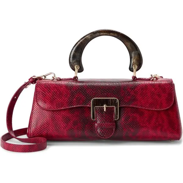Brahmin Dayan Croc Embossed Leather Satchel - Red Opal Cassatt