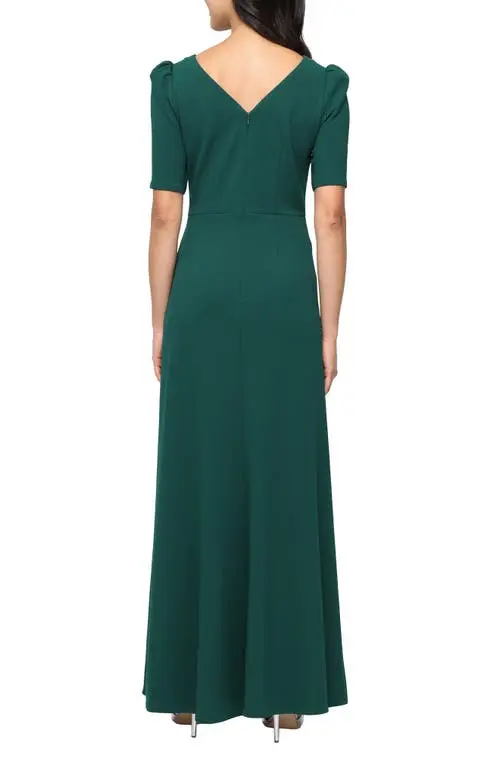 Alex Evenings Embellished Neck A-line Gown - Pine