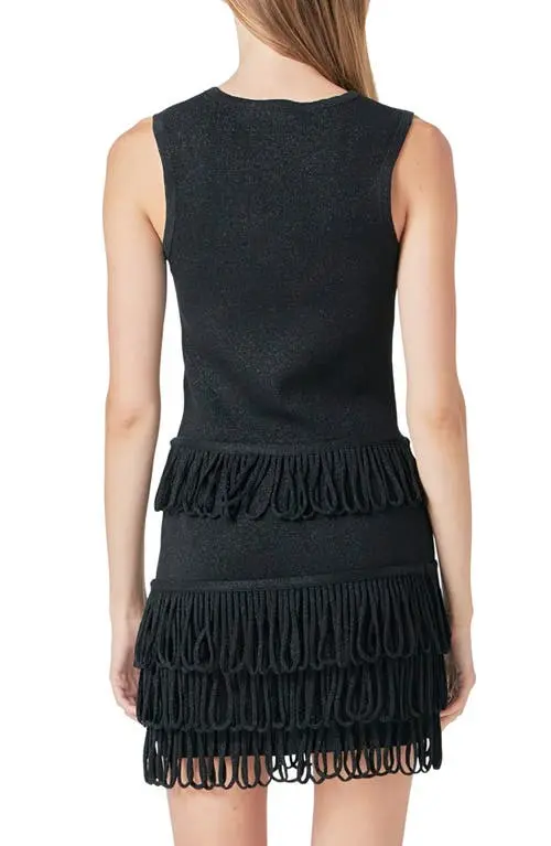 Endless Rose Metallic Knit Fringe Tank