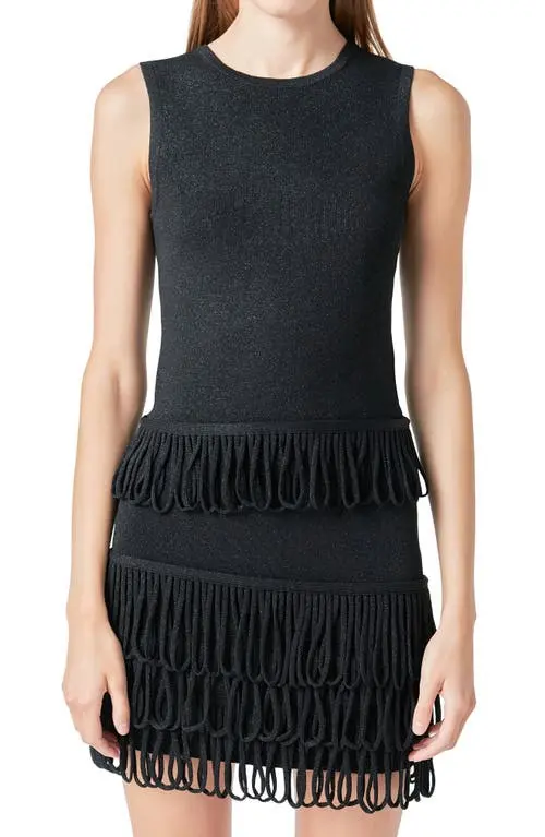 Endless Rose Metallic Knit Fringe Tank