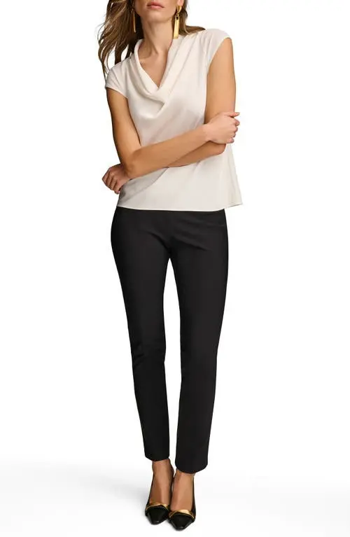 Donna Karan New York Cap Sleeve Cowl Neck Top - Cream