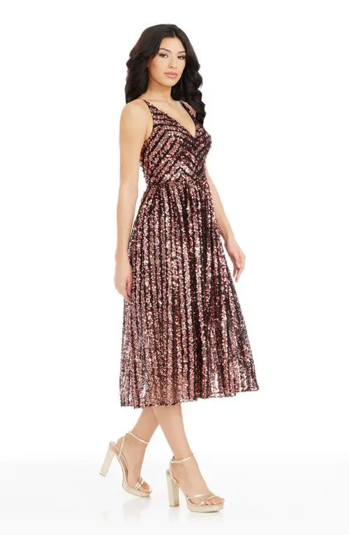 Dress The Population Haley Sequin Stripe A-line Cocktail Dress
