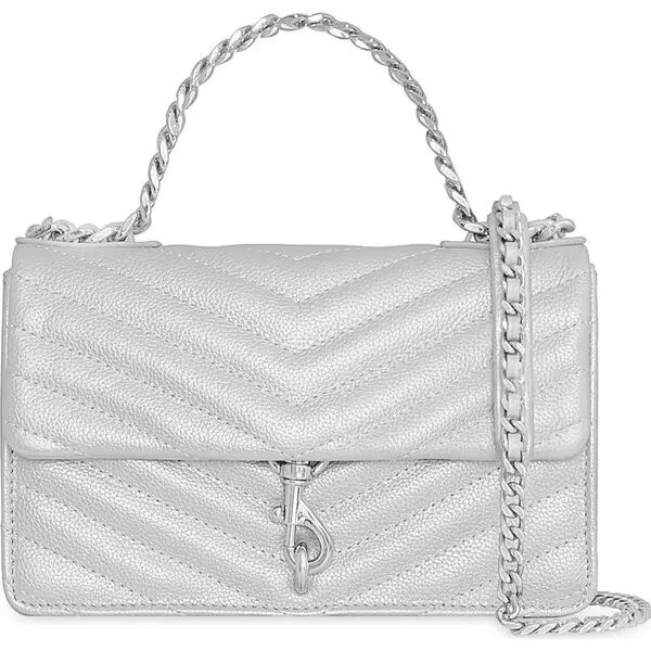 Rebecca Minkoff Mini Edie Quilted Leather Crossbody Bag - Silver