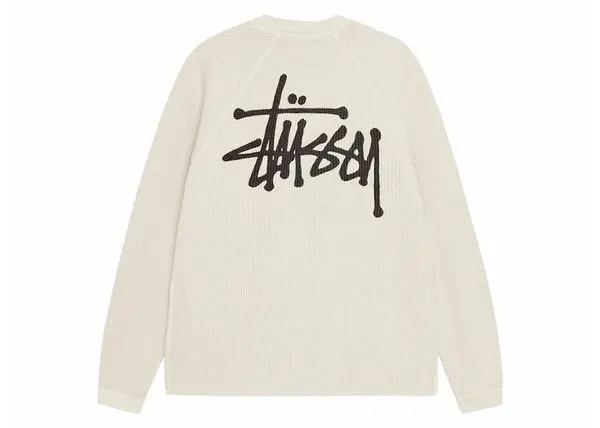 StÜssy Raglan Thermal Long Sleeve Crew - Bone