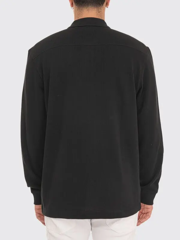 BOSS Long-sleeved Piqué Cotton Polo With Embroidered Logo - Black