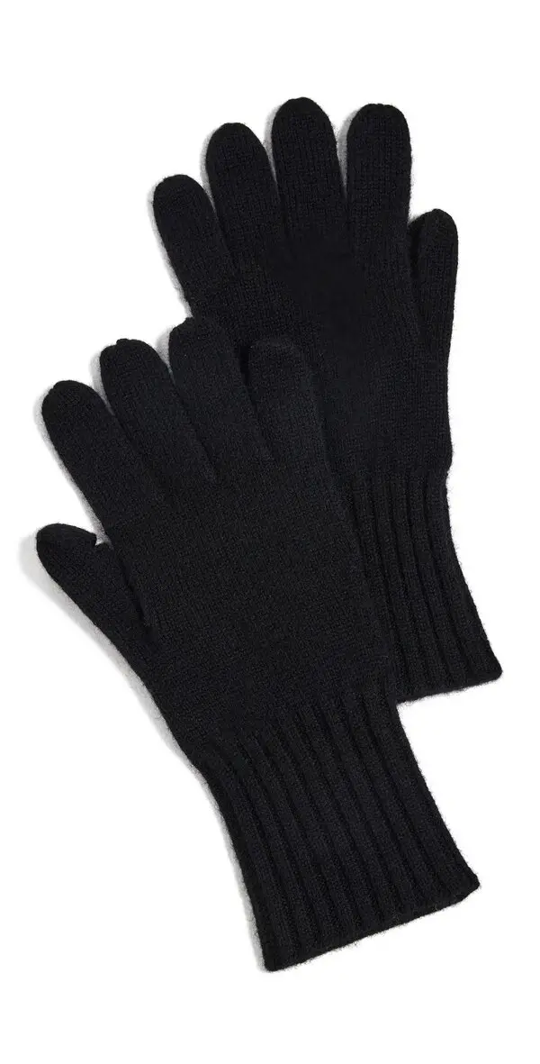 Carolina Amato Knitted Cashmere Gloves - Black